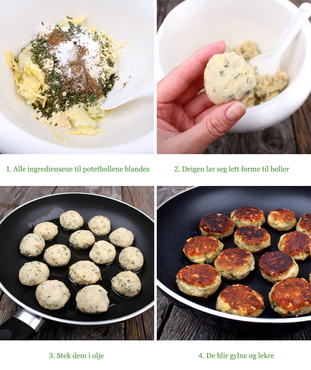 Potetboller i lompe med kongeøsterssopp, koriander og en vanvittig god ...