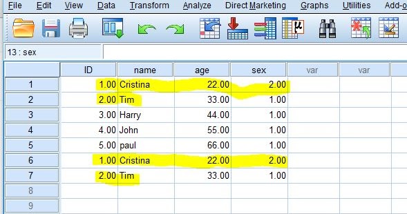 Identify duplicate case in SPSS
