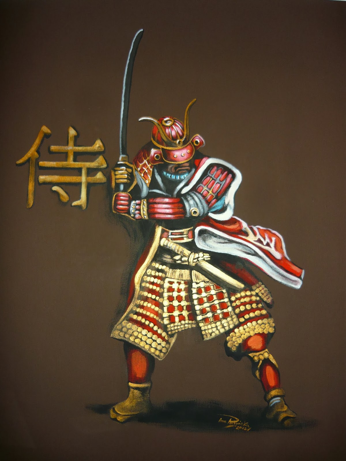 Artystyczne malowanie ścian: Samuraj ręcznie malowany na ścianie