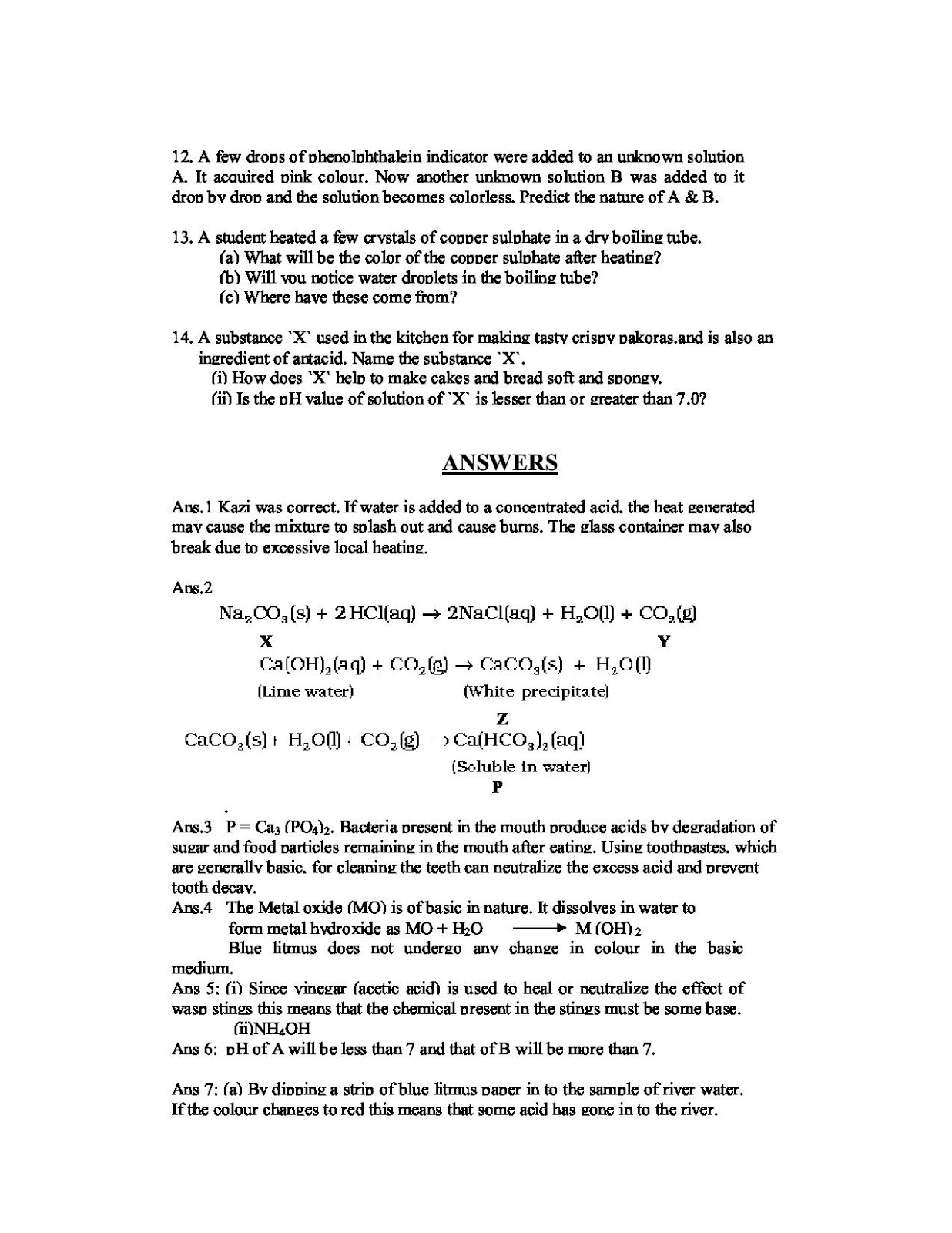 Steps towards learning: 100 % important questions for chapter 2 acids ...