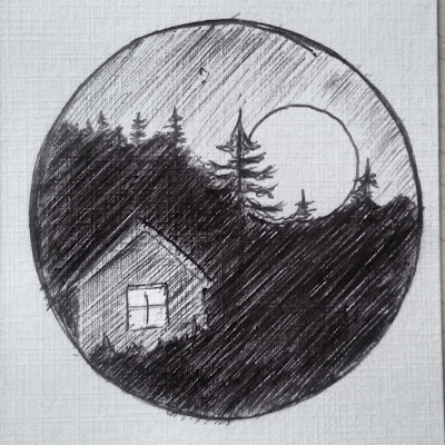 Masseu Learns To Sketch: Small Drawings on Business Cards: Circle Days