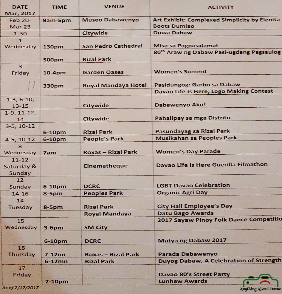 Davao City Ready for the 80th Araw ng Davao Celebration - Anything ...