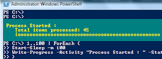 PowerShell : Show Progress Bar, Status and % Completed for Long Running Script