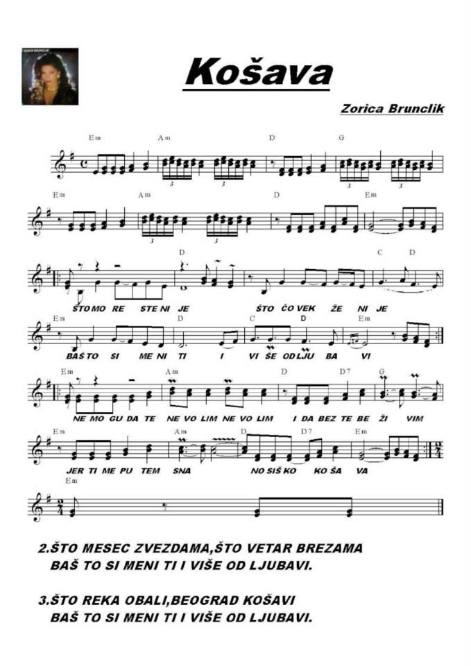 NOTE | DOMACE I STRANE: KOSAVA AKORDI NOTE