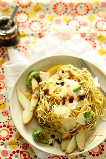 Frills and Sprinkles: Brussels Sprouts and Pear Pasta with Balsamic ...