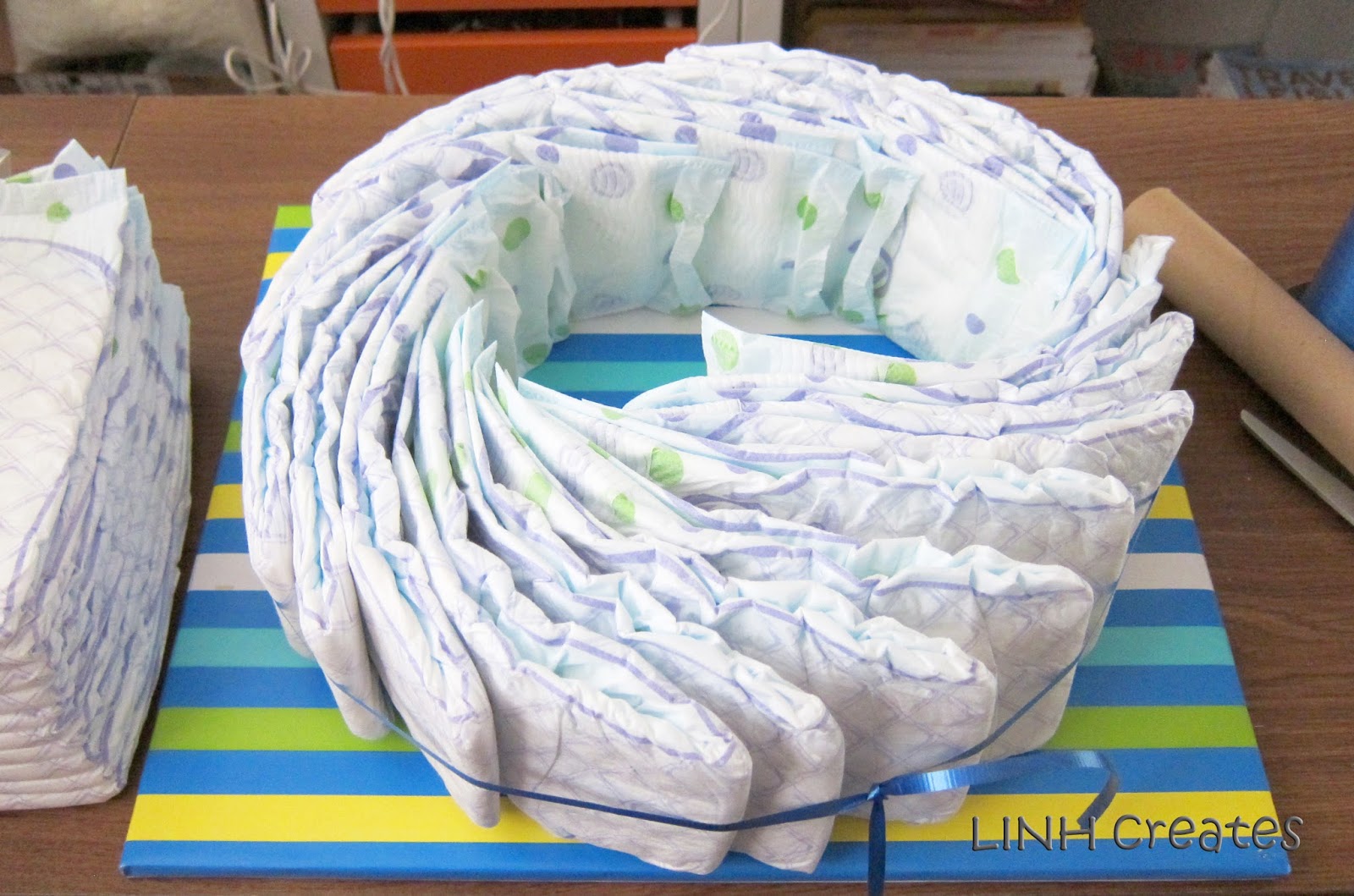 linh creates . . . paper crafts consume me: Tutorial: Diaper Cake