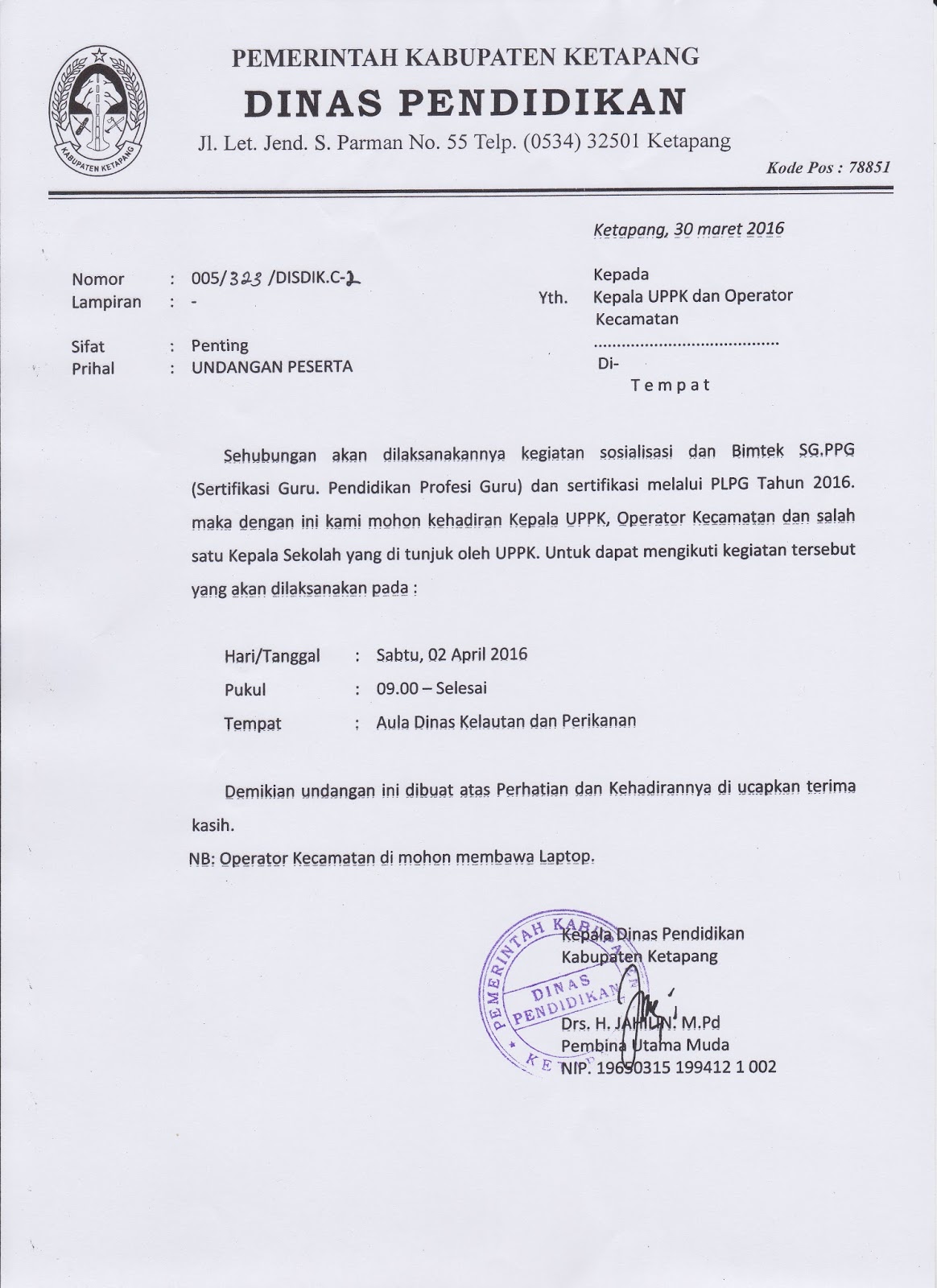 UNDANGAN SOSIALISASI DAN BIMTEK PENDIDIKAN PROFESI GURU 2016 UNDANGAN SOSIALISASI DAN BIMTEK PENDIDIKAN PROFESI GURU 2016