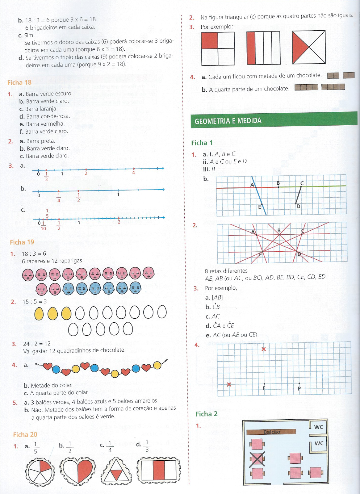 Aprende Brincando: Frações - Fichas de Matemática do 3o.ano com soluções