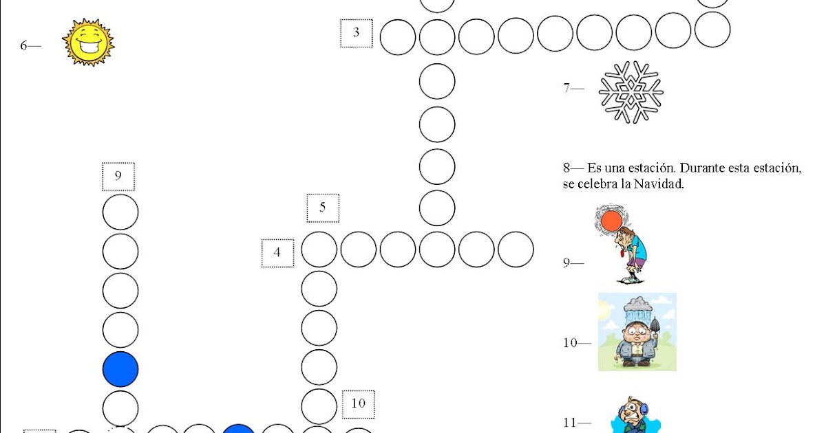 ¡Todos adictos al español!: Crucigrama ¿Qué tiempo hace?