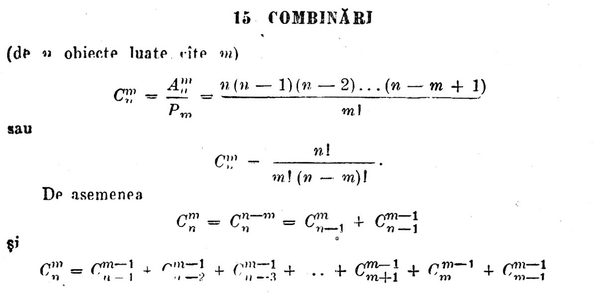 tabele matematice uzuale online: Algebră, combinări