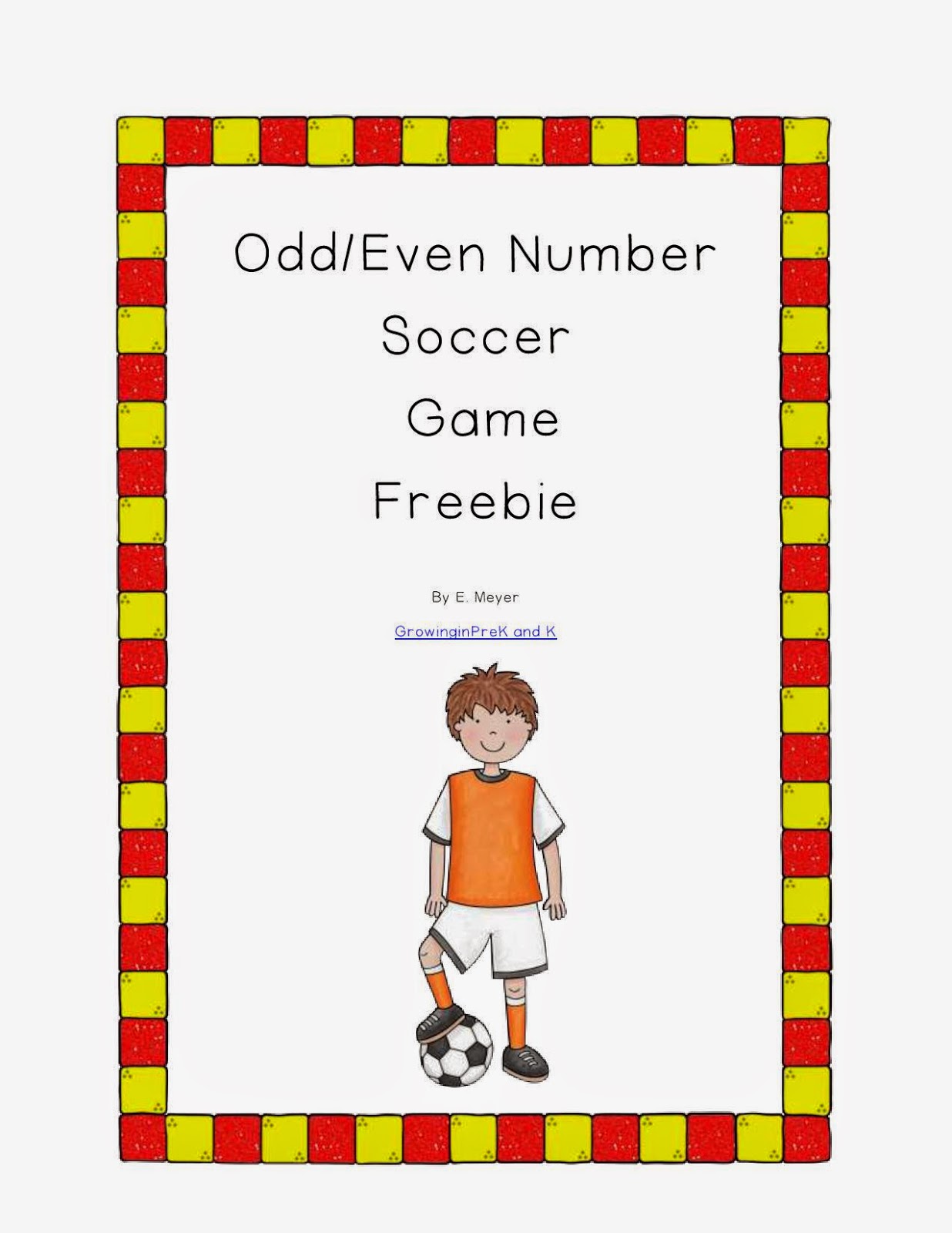 GrowinginPre-K and K: Soccer Odd and Even Number Freebie