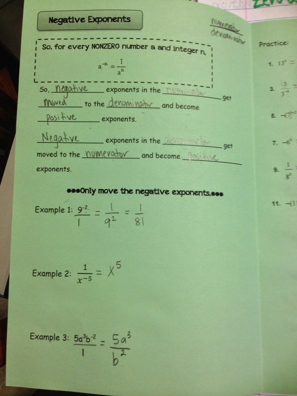 Making Mathematics Magical: Rules of Exponents Interactive Notebook Pages