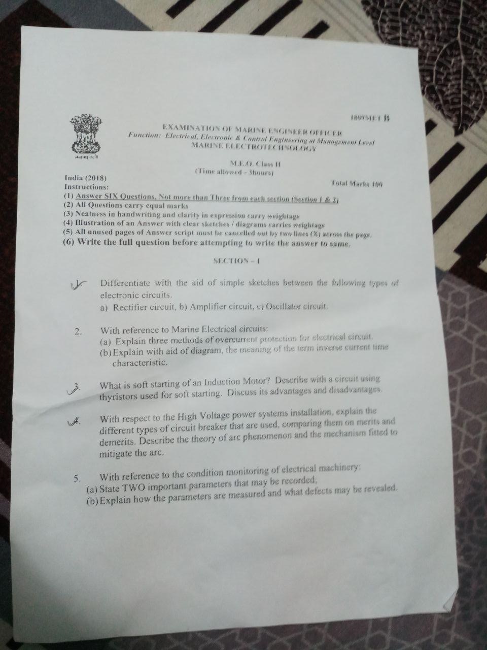 Electrical ⚡💡- MEO Class 2 Papers
