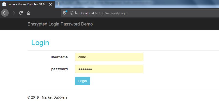 How to create encrypted login password using C# MVC