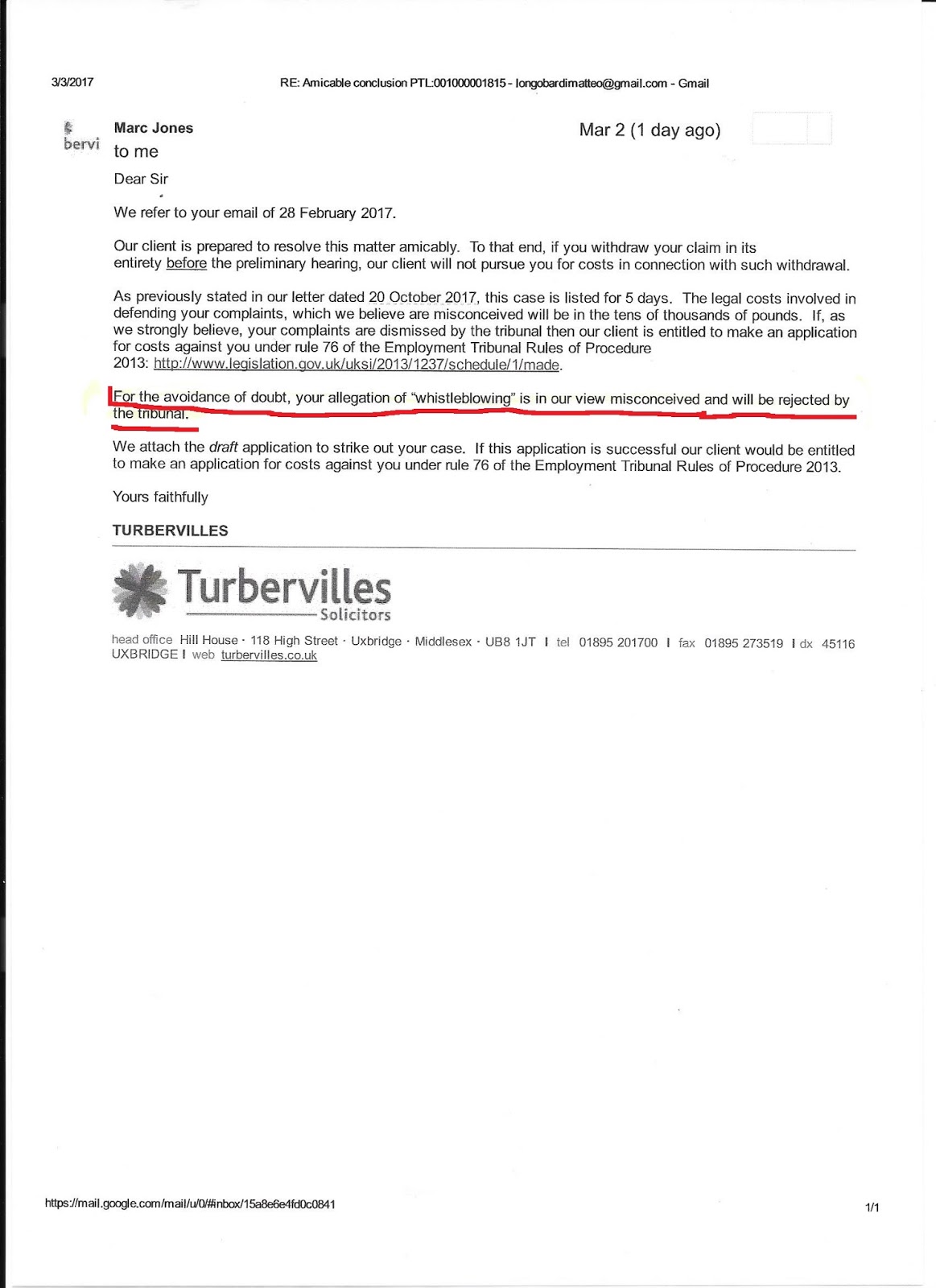 Whistleblowing claim An employment judge shamefully strike out the ...