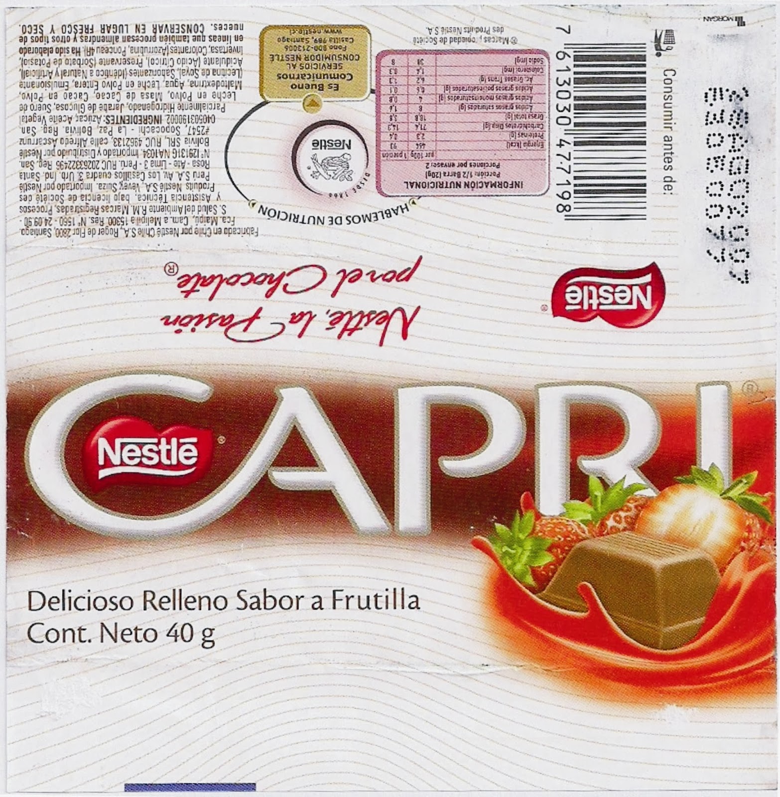 Nestlé Chocolate Wrappers!: Capri 38g