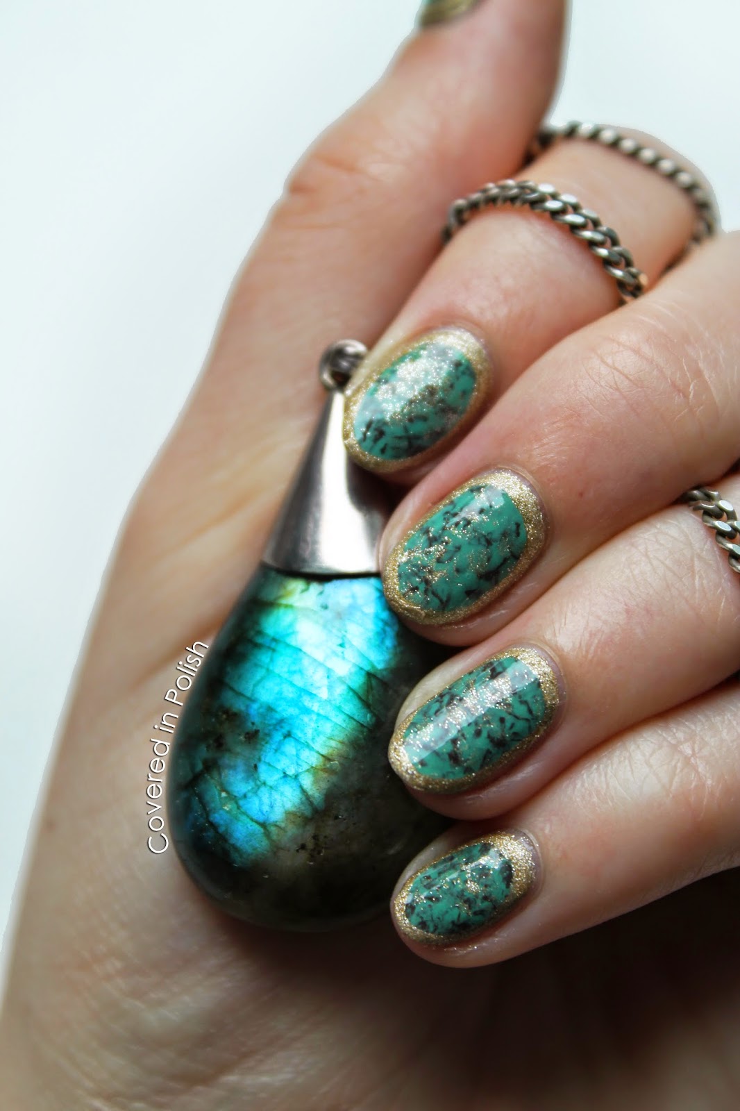 Covered in Polish: Labradorite inspired nails