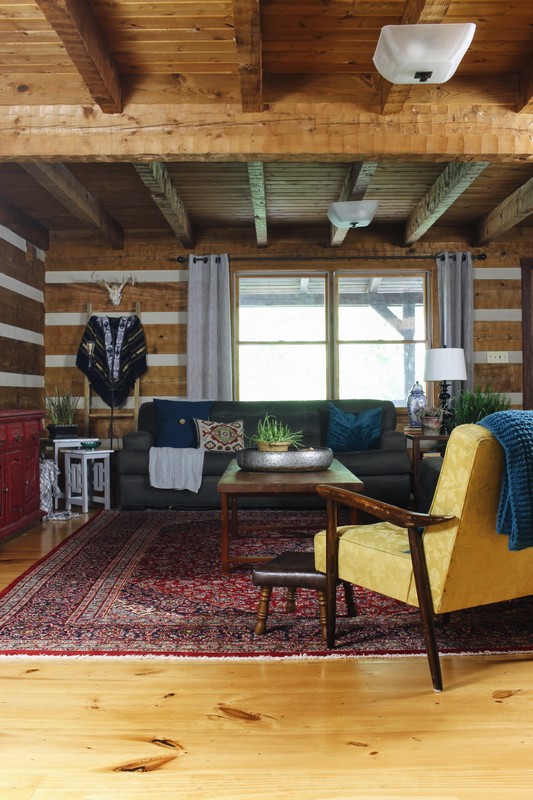 Bold & Eclectic Log Cabin Living Room | The Big Reveal | One Room ...