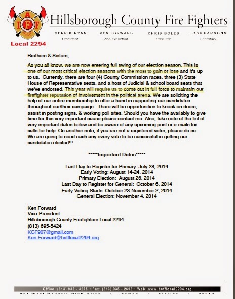 Eye On Tampa Bay: Firefighters Union Leave: They Use It For Campaigning ...