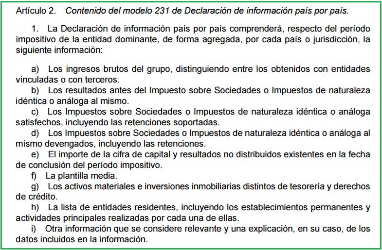 Información país por país de grupos de entidades: modelo 231 ...