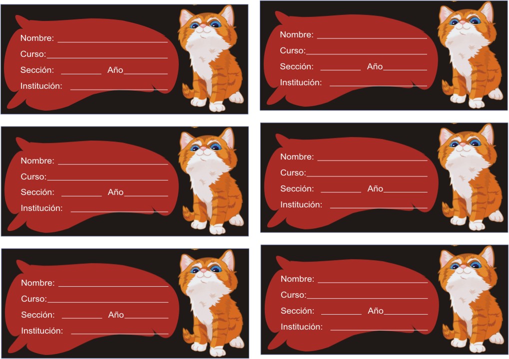 ETIQUETAS PARA CUADERNOS: Gato Orgulloso