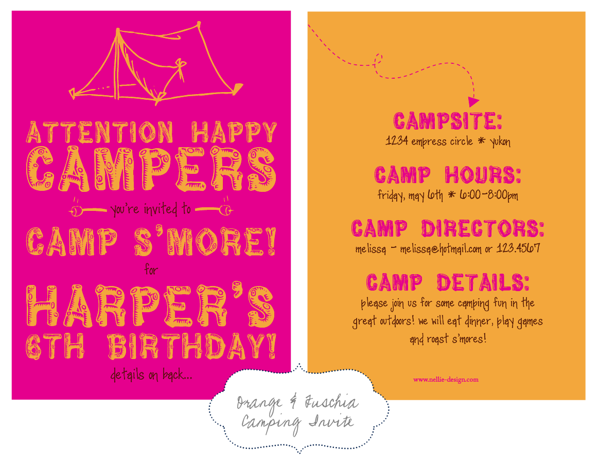 Nellie Design: In demand :: Camping Party Invites!