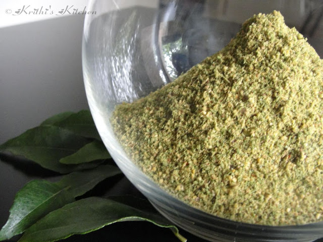 Krithi's Kitchen: Karuveppilai Podi / Curry leaves Spice Powder | Side ...