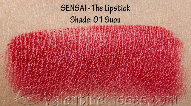 Valentine Kisses: Sensai The Lipstick in 01 Suou - pics, swatches, review