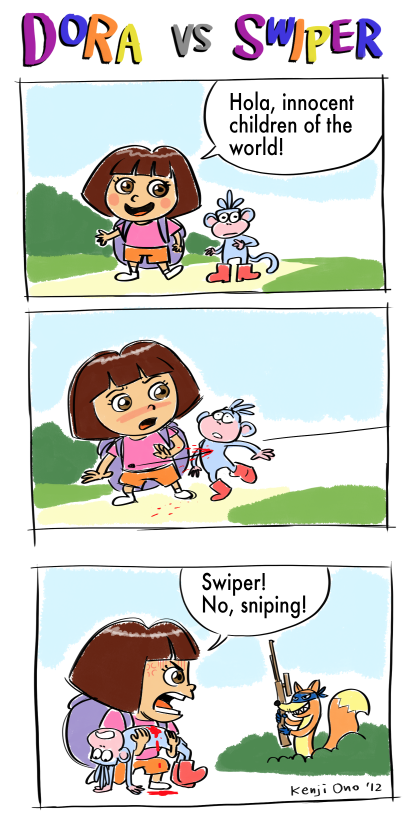 Kenji Ono's Art: Dora vs Swiper