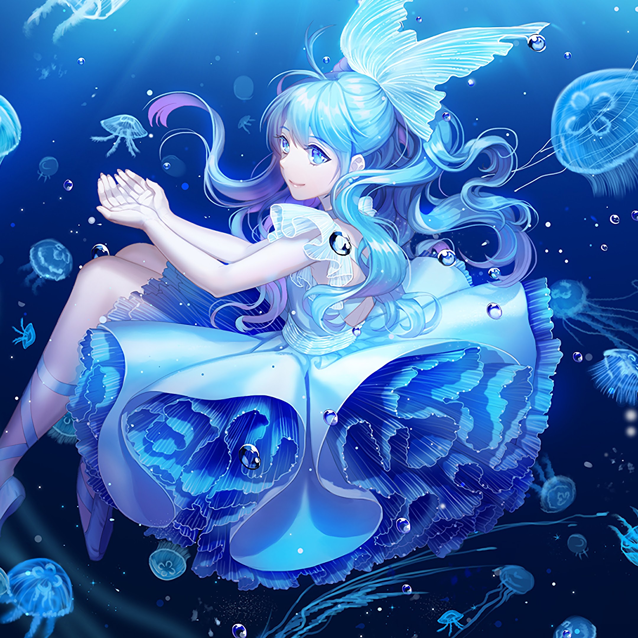 Anime, Girl, Underwater, 4K, #115 Wallpaper PC Desktop