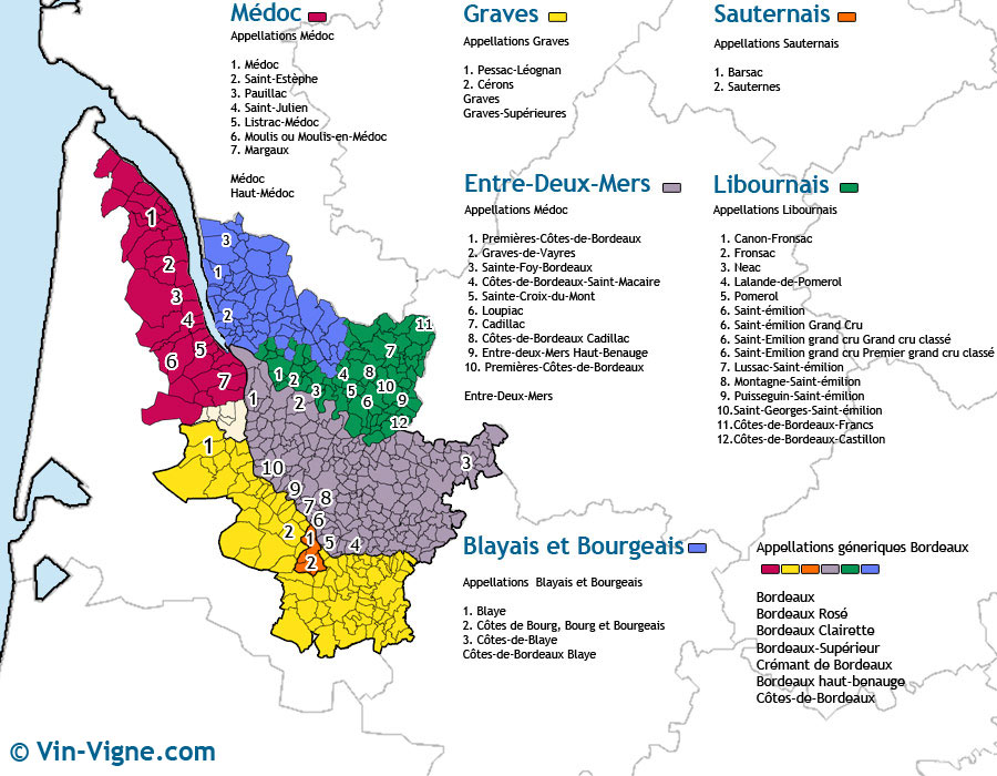 Guide personnel des vins: Bordeaux AOC : 6 appellations régionales