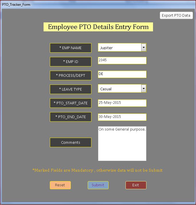 Ms Access Sample Pto Tracker Form Tamatam Sql Server T Sql Ssis Power Bi R Programming