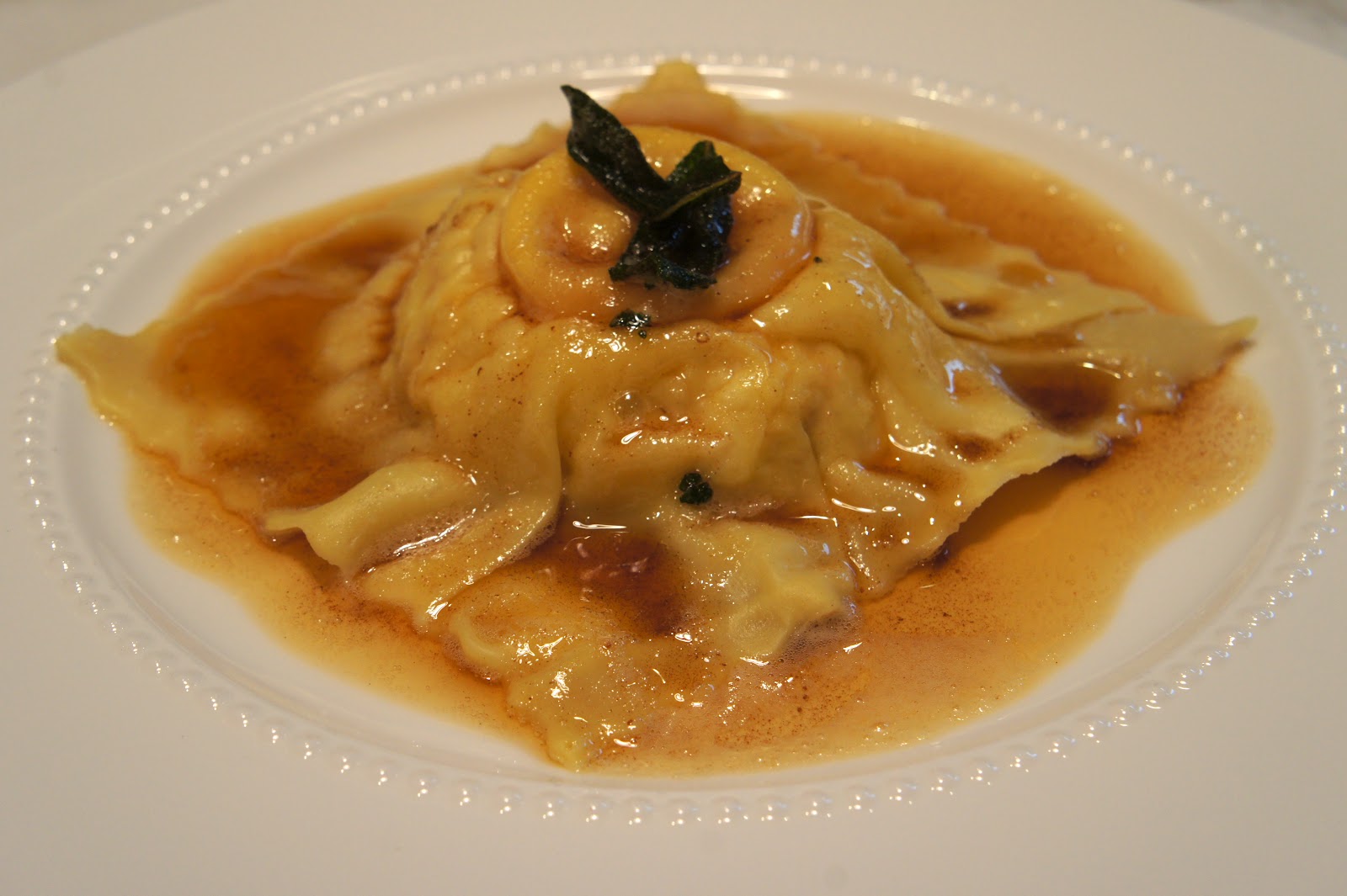 Bacon and Egg Ravioli with Brown Butter and Sage