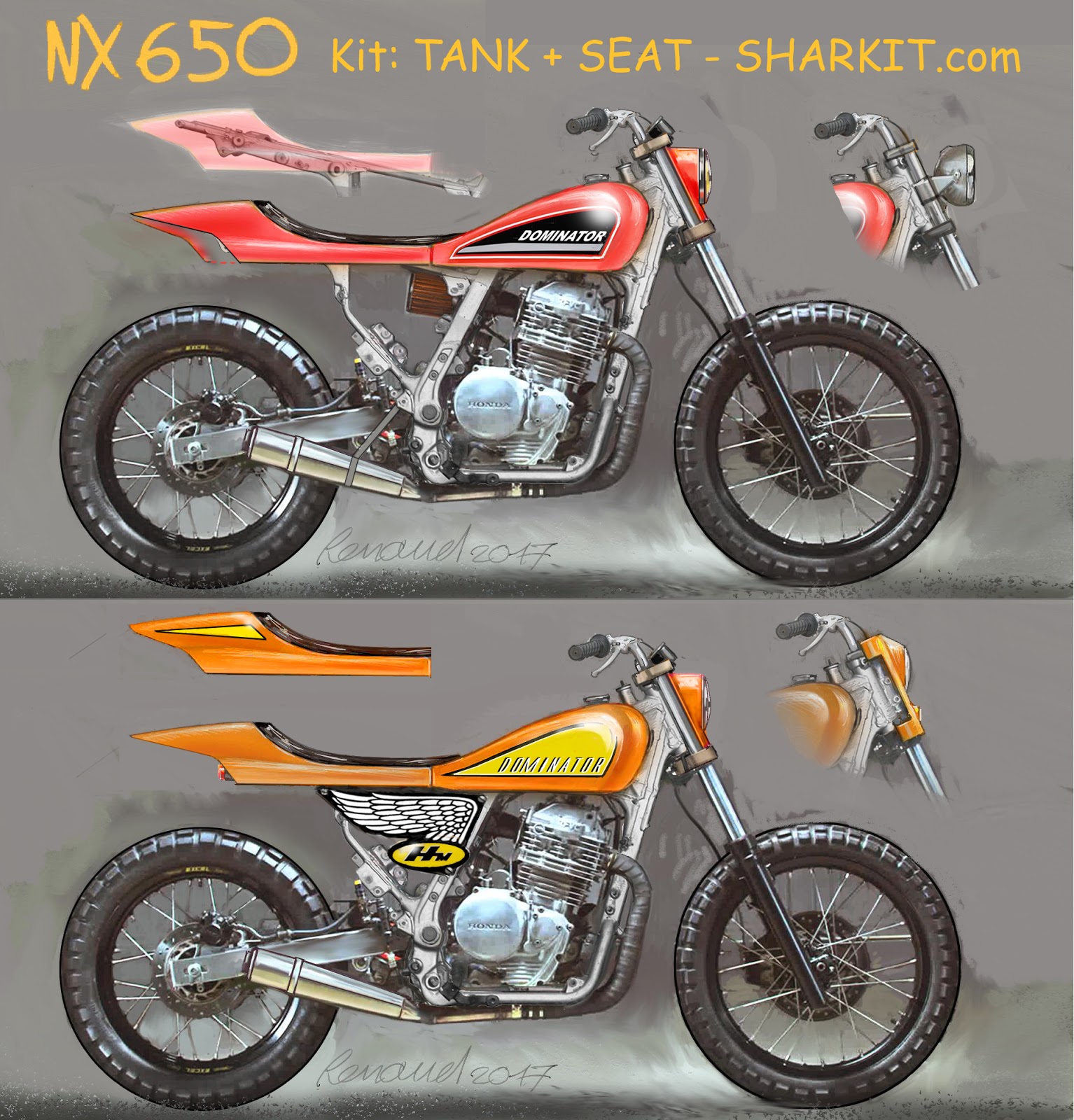 Renax Motorbike corner: Honda NX 650 Dominator Tracker kit: Tank + Seat