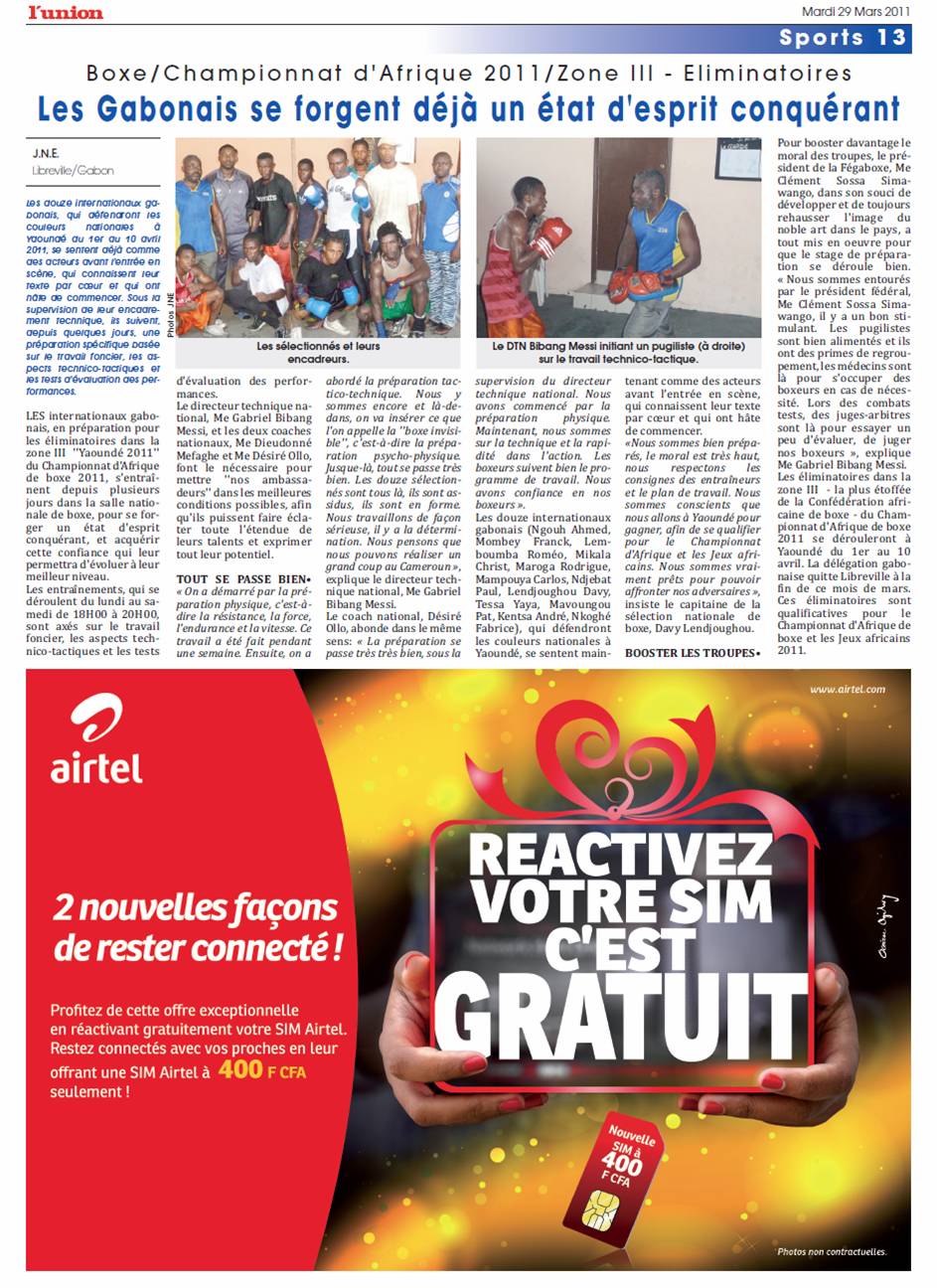 LES JOURNAUX DU JOUR : GABON MATIN ET L’UNION