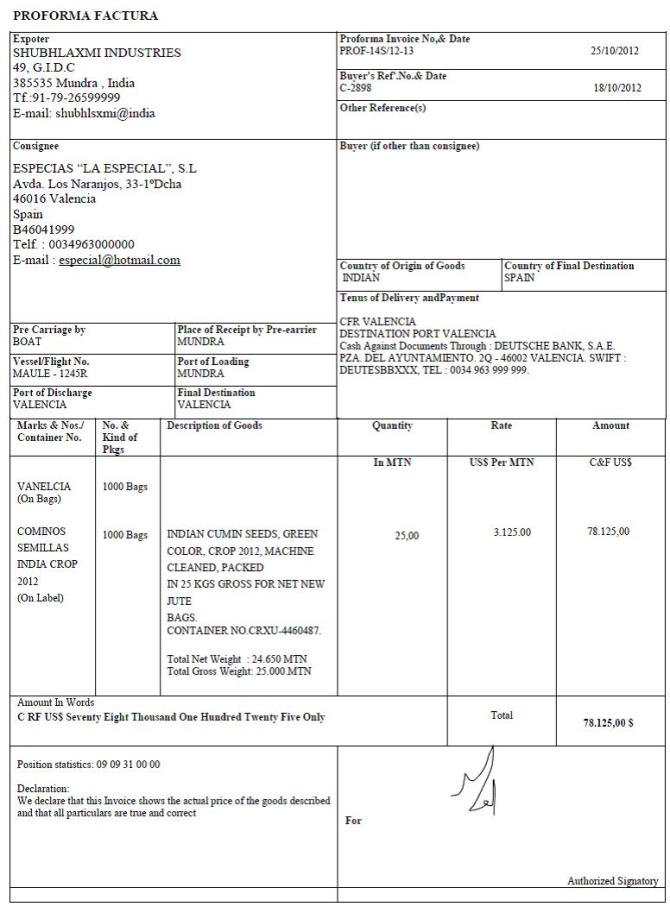 EXPORTAR A JAPÓN E IMPORTAR DE INDIA: Proforma Importación