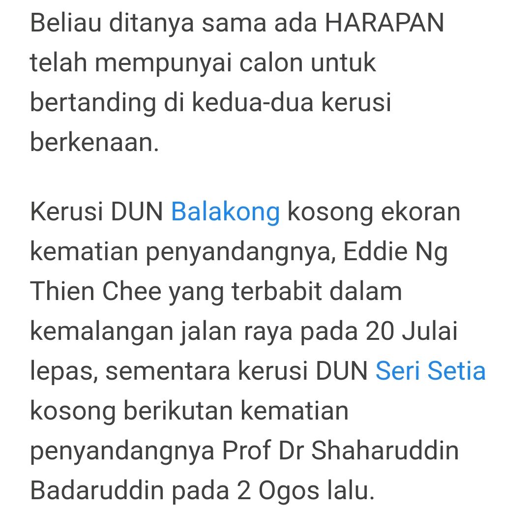HARAPAN belum tetapkan calon PRK Balakong, Seri Setia - Dr Wan Azizah ...