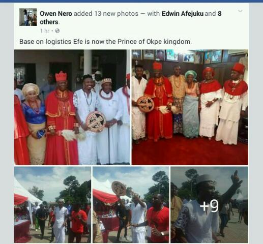 Base on Logistics: Efe Conferred With Tittle Of Prince of Okpe Kingdom ...