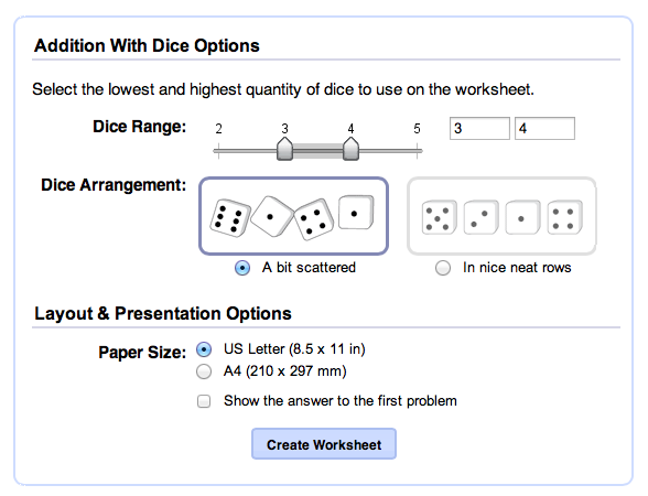 Autism Tank: Dice Worksheet Resource