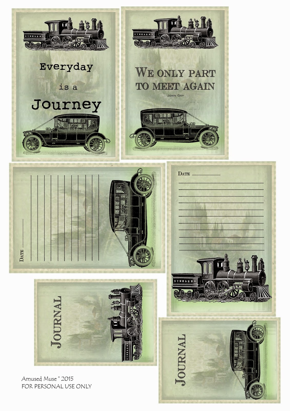 Amused Muse: Vintage travel journal cards Free Printable