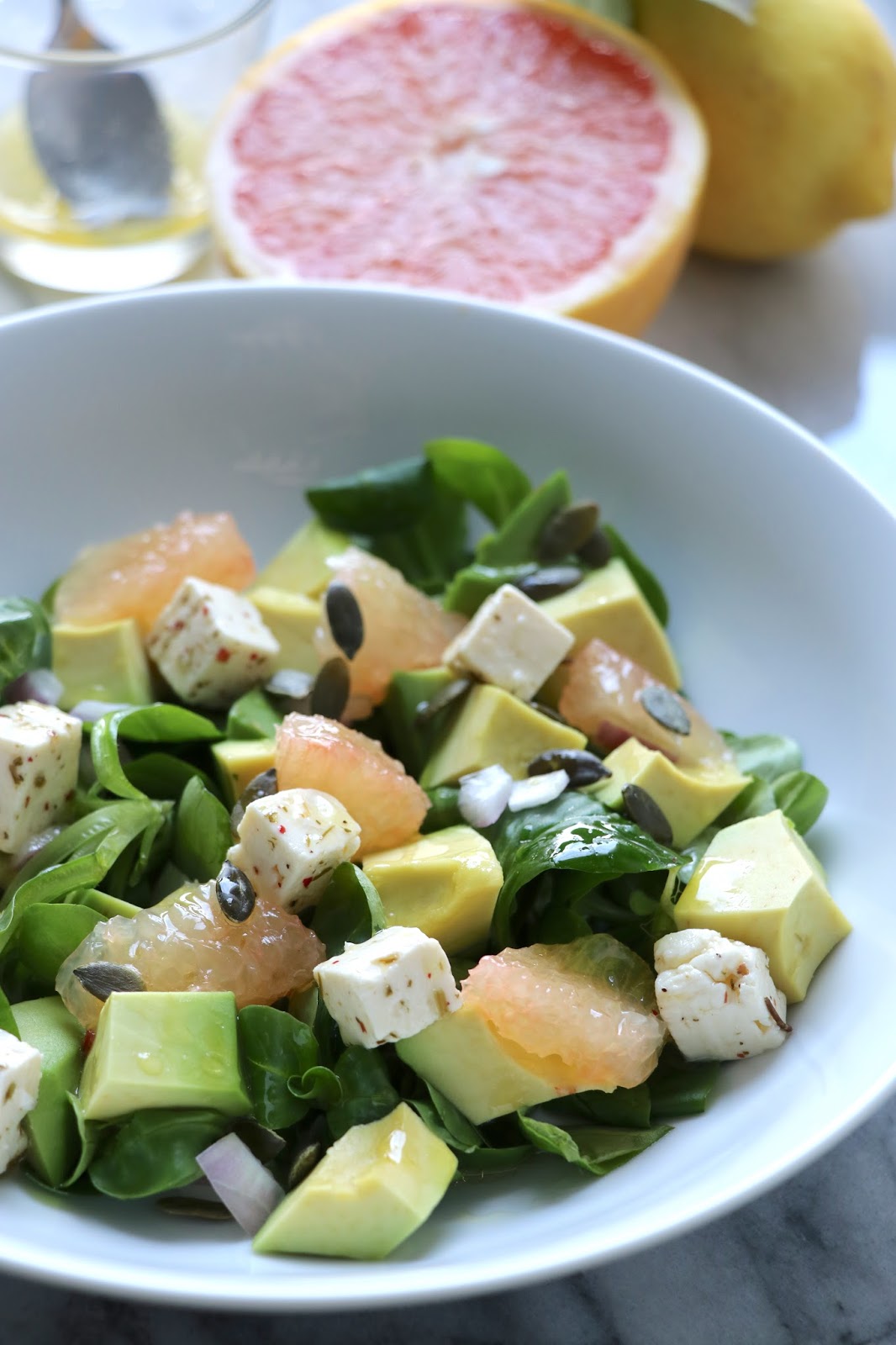 The Cook Time Salade De Mâche Aux Avocats Pamplemousse Et Feta