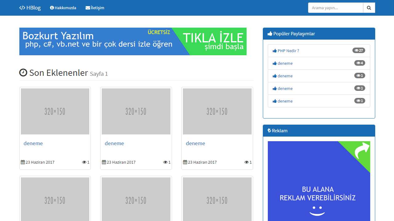 Benim Blog - Yönetilebilir PHP Responsive Blog Scripti