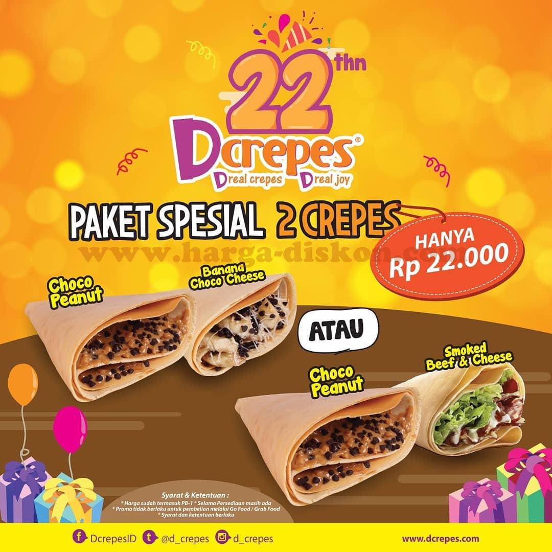 Promo Spesial Ulang Tahun DCrepes ke-22 : Paket spesial 2 crepes hanya ...