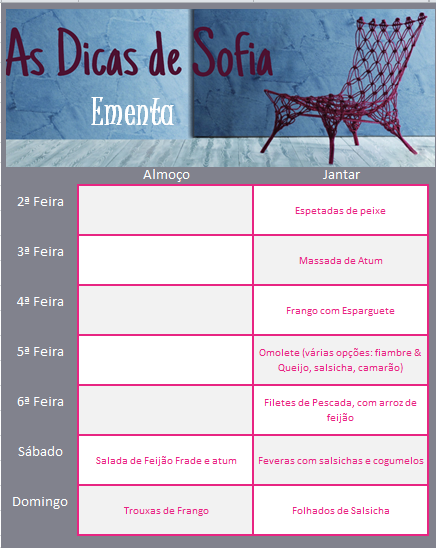 As Dicas de Sofia: Ementa #35