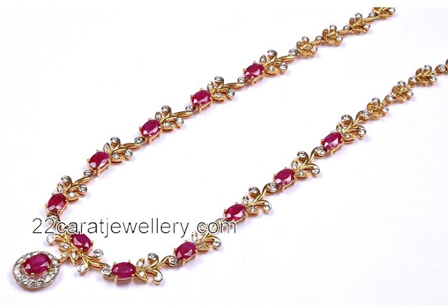 Ruby Long Chain with Diamonds - Jewellery Designs