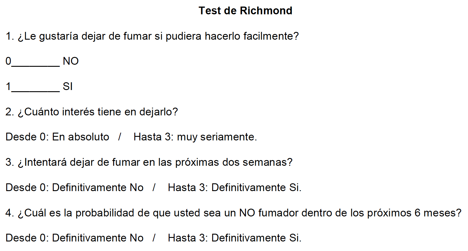 Abuso del Tabaco: Evaluación