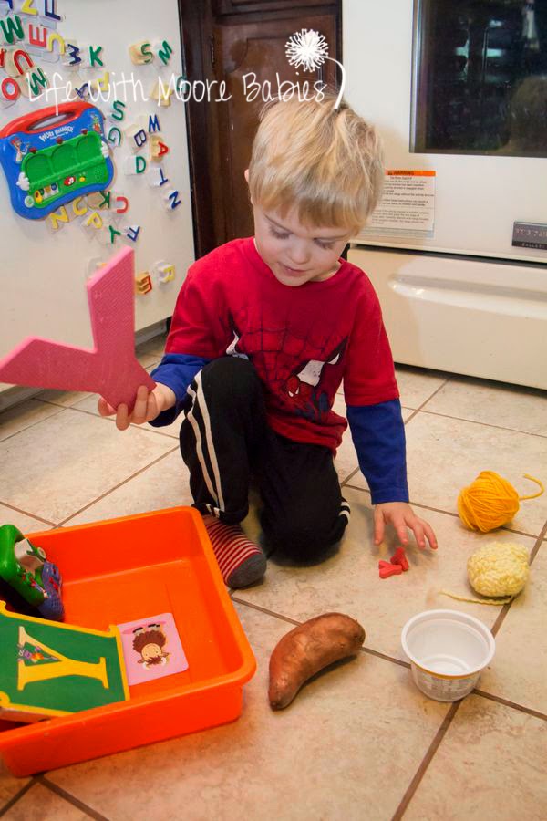 How to Make a Letter Y Sensory Bin - Life with Moore Babies