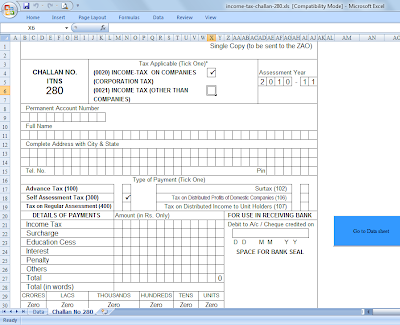 Taxblog India: Income tax Challan No 280 for tax payment in Excel with ...