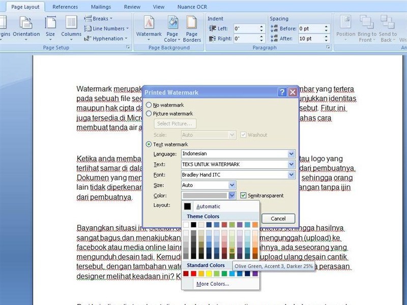 Cara Buat Watermark Teks dan Gambar Dengan Ms Word - Tutorial Gadget
