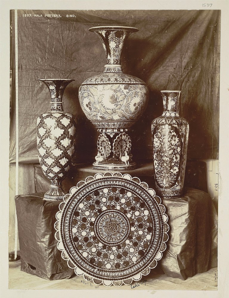 A Potter from Hala near Moro in Sindh with examples of Hala Pottery ...